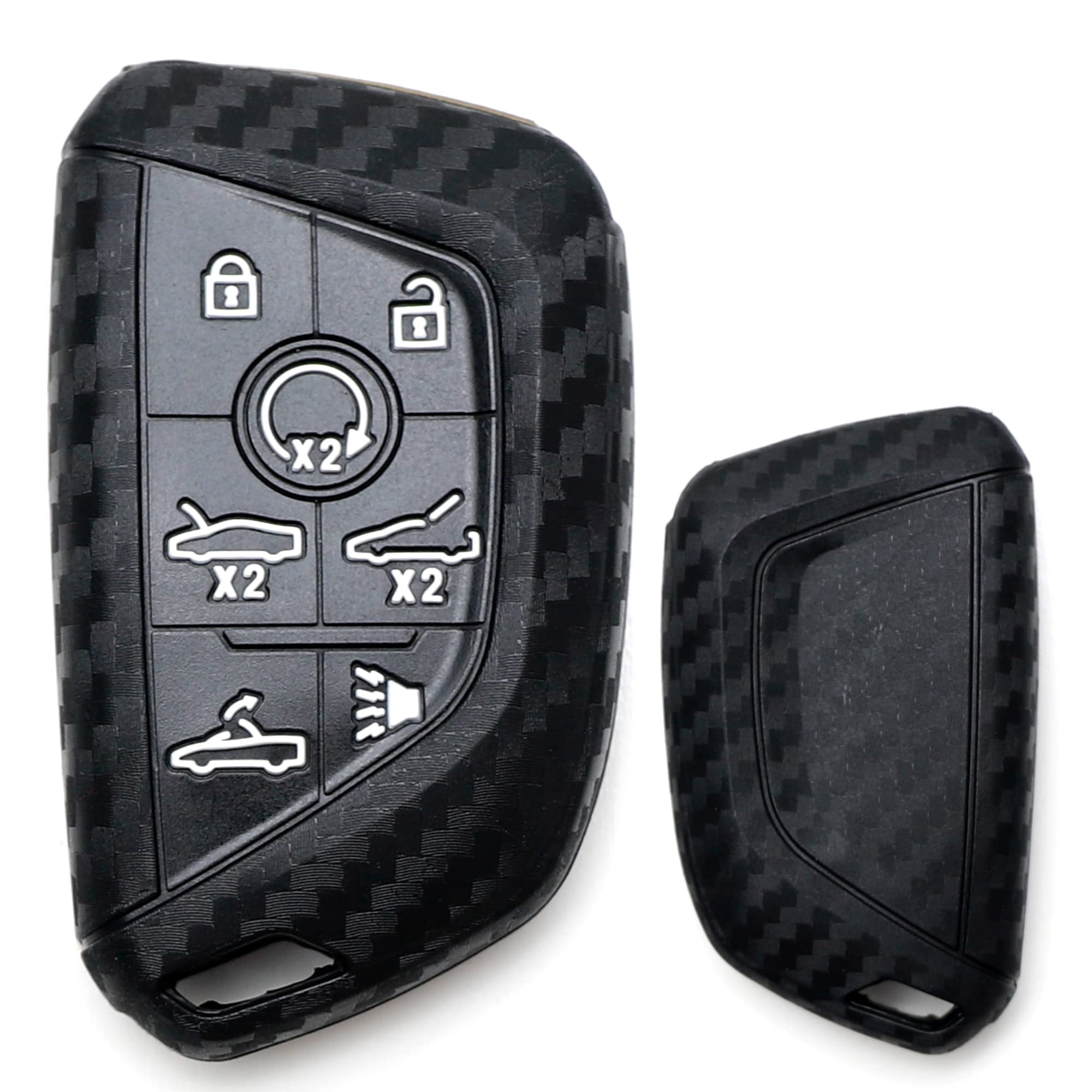 Black Carbon Fiber Pattern Full Coverage Soft Silicone Key Fob Cover ...