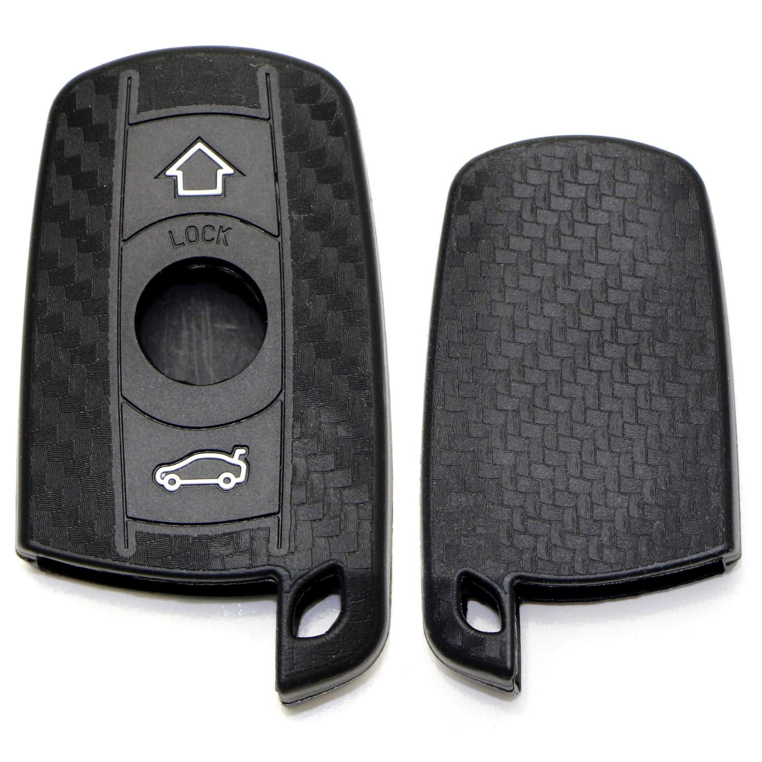 Black Carbon Fiber Pattern Soft Silicone Key Fob Cover For BMW First Gen Key Fob E90 E91 E92 E93 ...