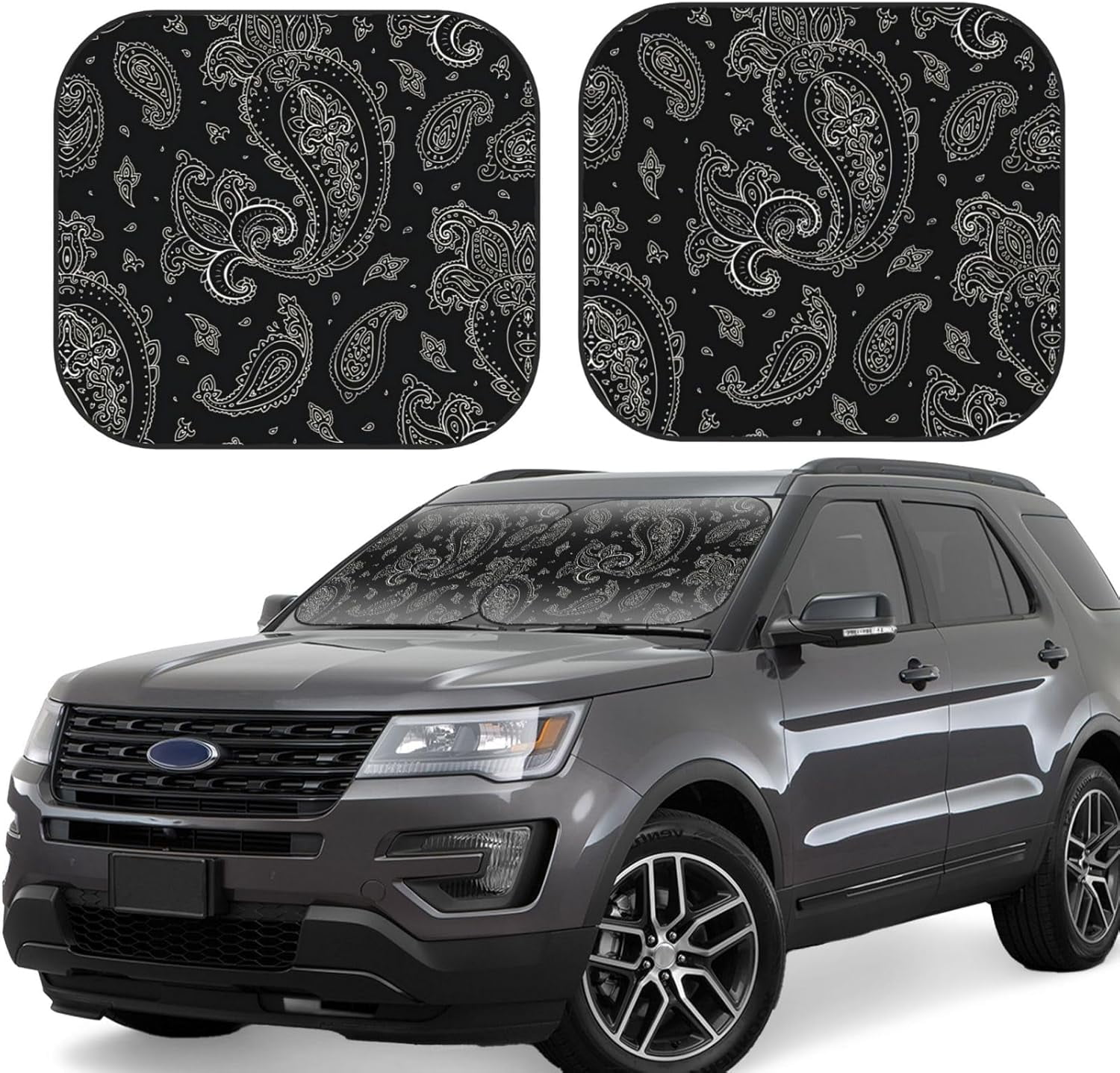 Black Carbon Fiber Windshield Sun Shade Reflective Technology Foldable ...