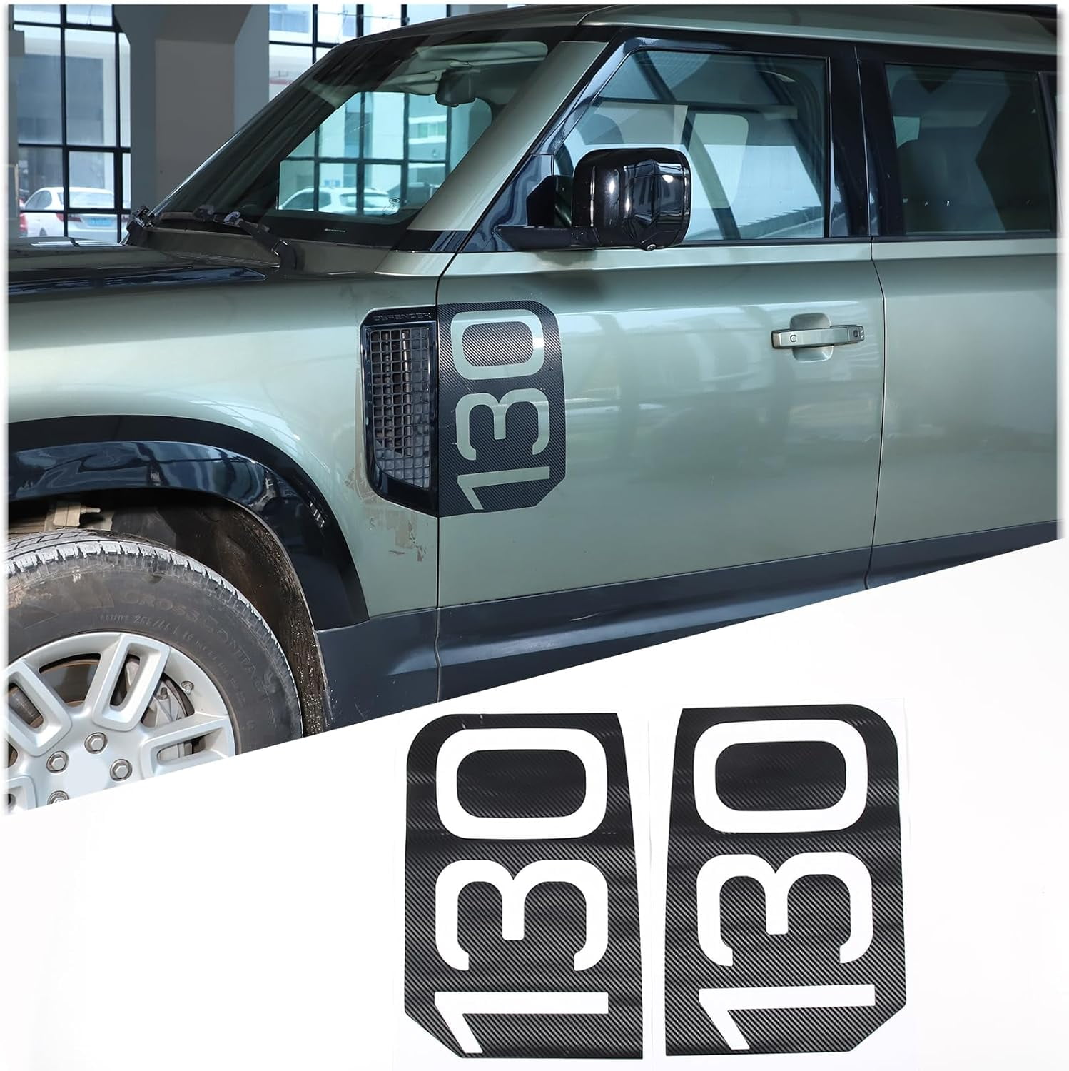 Black & Carbon Fibre Tecture Car Vinyl Decal Front Fender Stickers ...