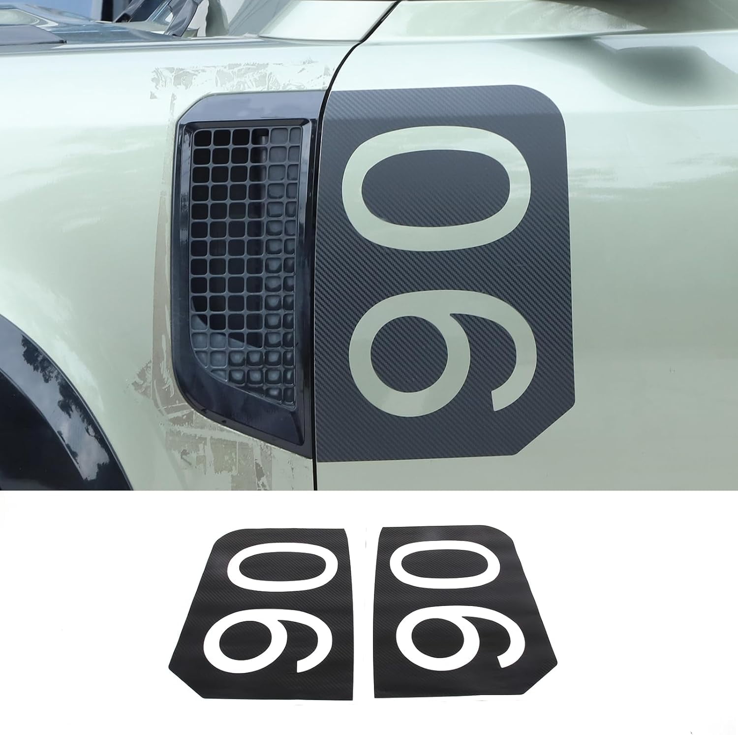 Black & Carbon Fibre Tecture Car Vinyl Decal Front Fender Stickers ...