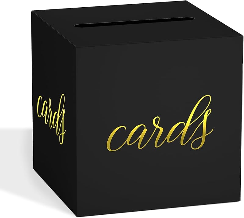Black Card Box for Party, 8.7" Gift Cards Receiving Box Holder for ...