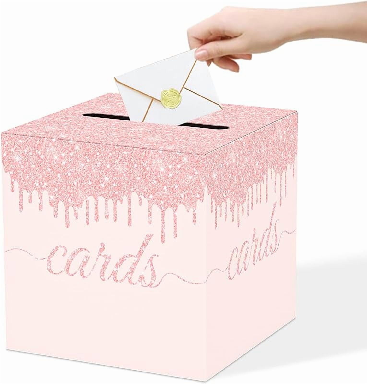 Black Card Box for Party, 8.7" Gift Cards Receiving Box Holder for ...