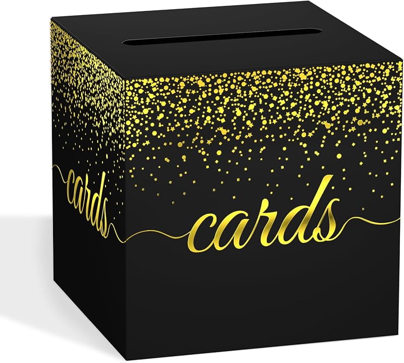 Black Card Box for Party, 8.7" Gift Cards Receiving Box Holder for ...