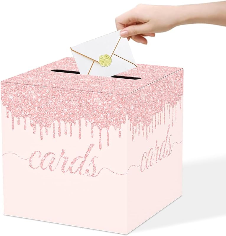 Black Card Box for Party, 8.7" Gift Cards Receiving Box Holder for ...