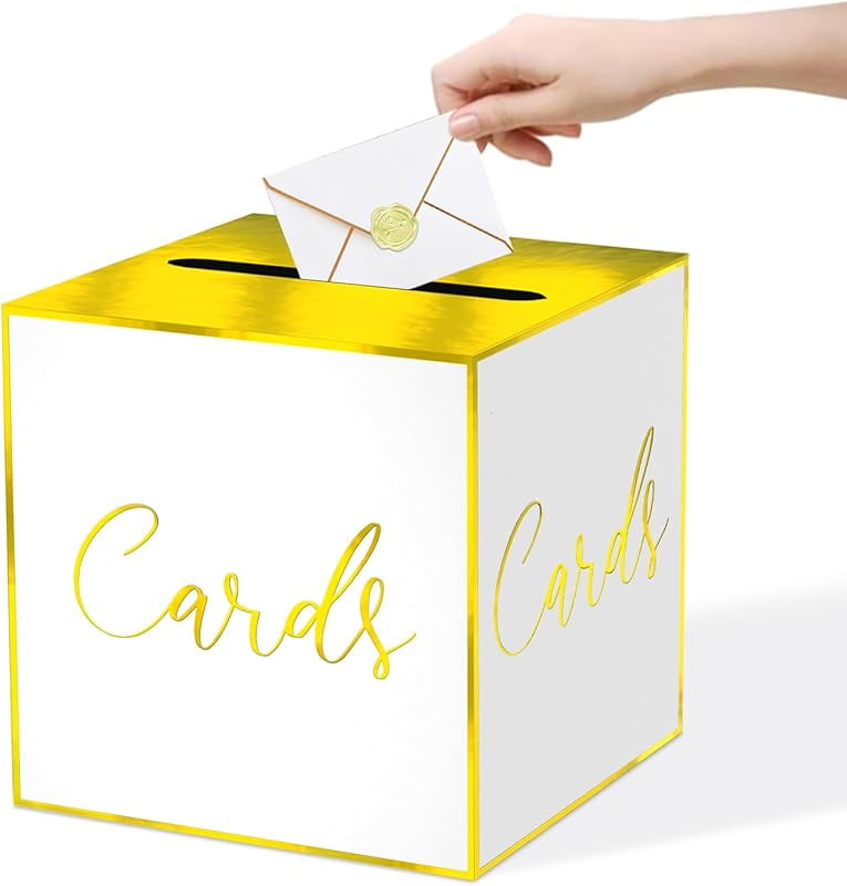 Black Card Box for Party, 8.7" Gift Cards Receiving Box Holder for ...