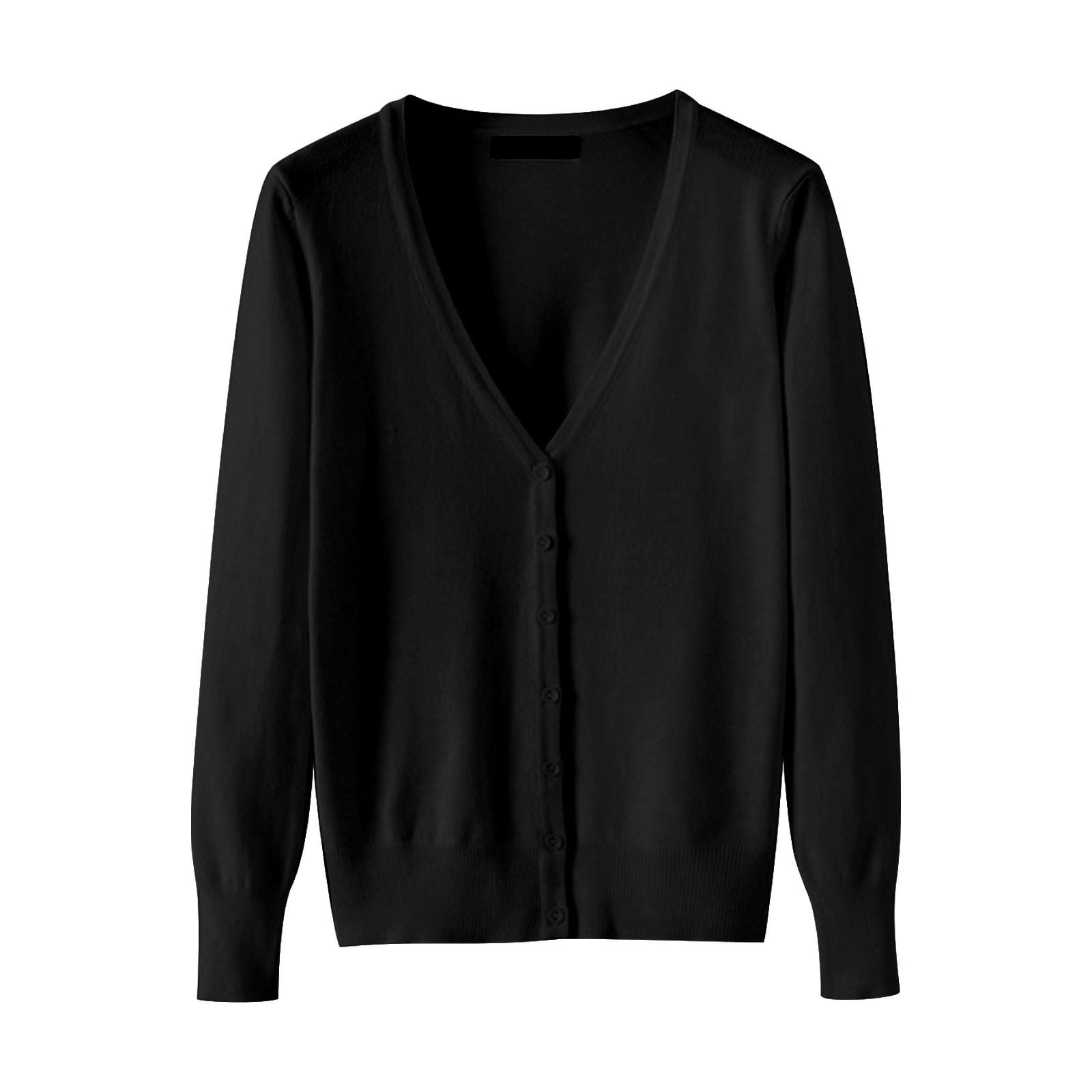 Black Cardigan Sweaters for Women's Lightweight V Neck Cardigan Sweater ...