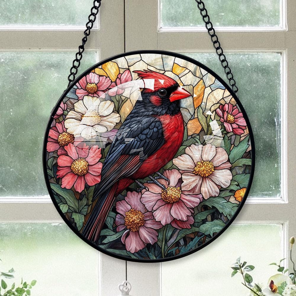 Black Cardinal Stained Glass Suncatcher, Black Cardinal Christmas ...
