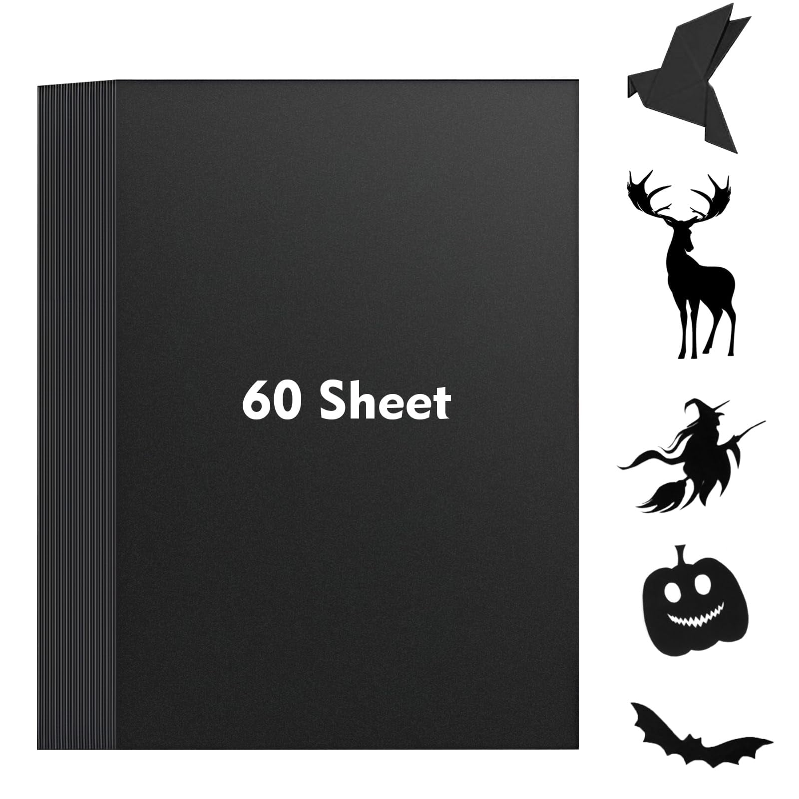 Black Cardstock Paper, 60 TSF6 Sheets Card Stock Thick Paper 92 lb ...