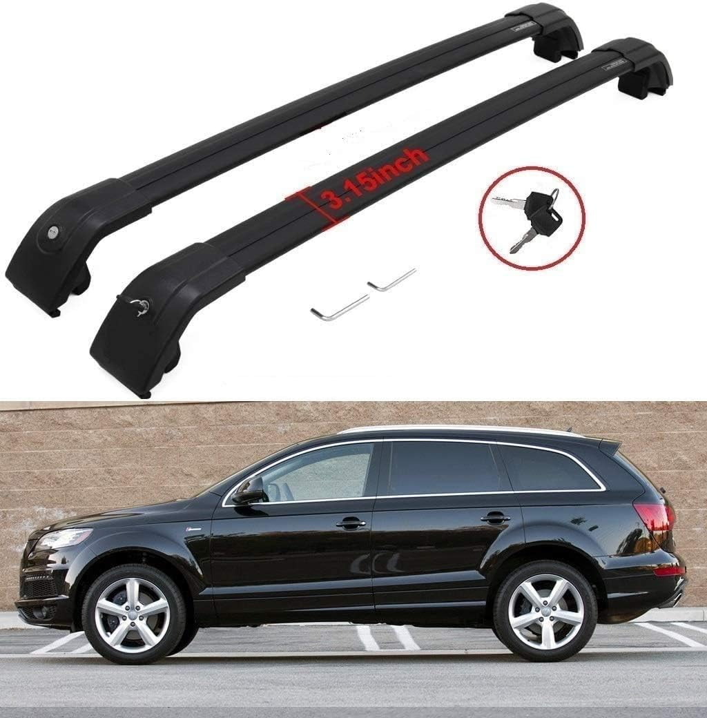 Black Cargo Racks for Audi Q7 2007-2015 Roof Rack Cross Bars Rail ...
