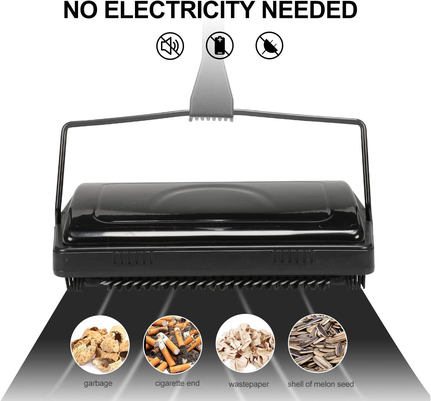 Black Carpet Sweeper for Low Carpets, Pet Hair & Debris Cleaner with No ...