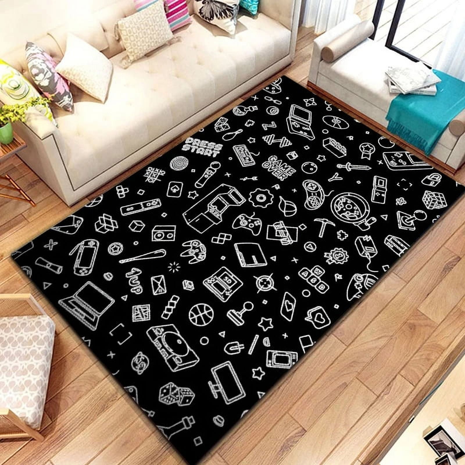 Black Cartoon Area Rug Carpet Rug for Living Room Bedroom Sofa Doormat ...
