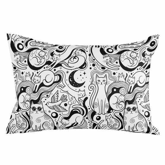 Black Cartoon Cats Throw Pillow Cover 24 x 36 Inch Decorative Pillow ...