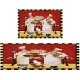 Black Cartoon Chef & Dog Food Theme Floor Mat, Red Background With ...