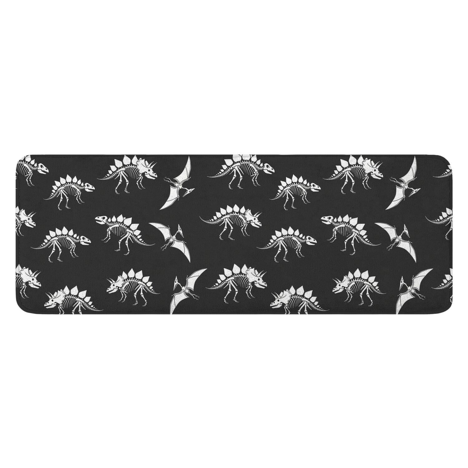 Black Cartoon Dinosaurs Fossils Pattern Kitchen Rug Mat,Kitchen Runner ...