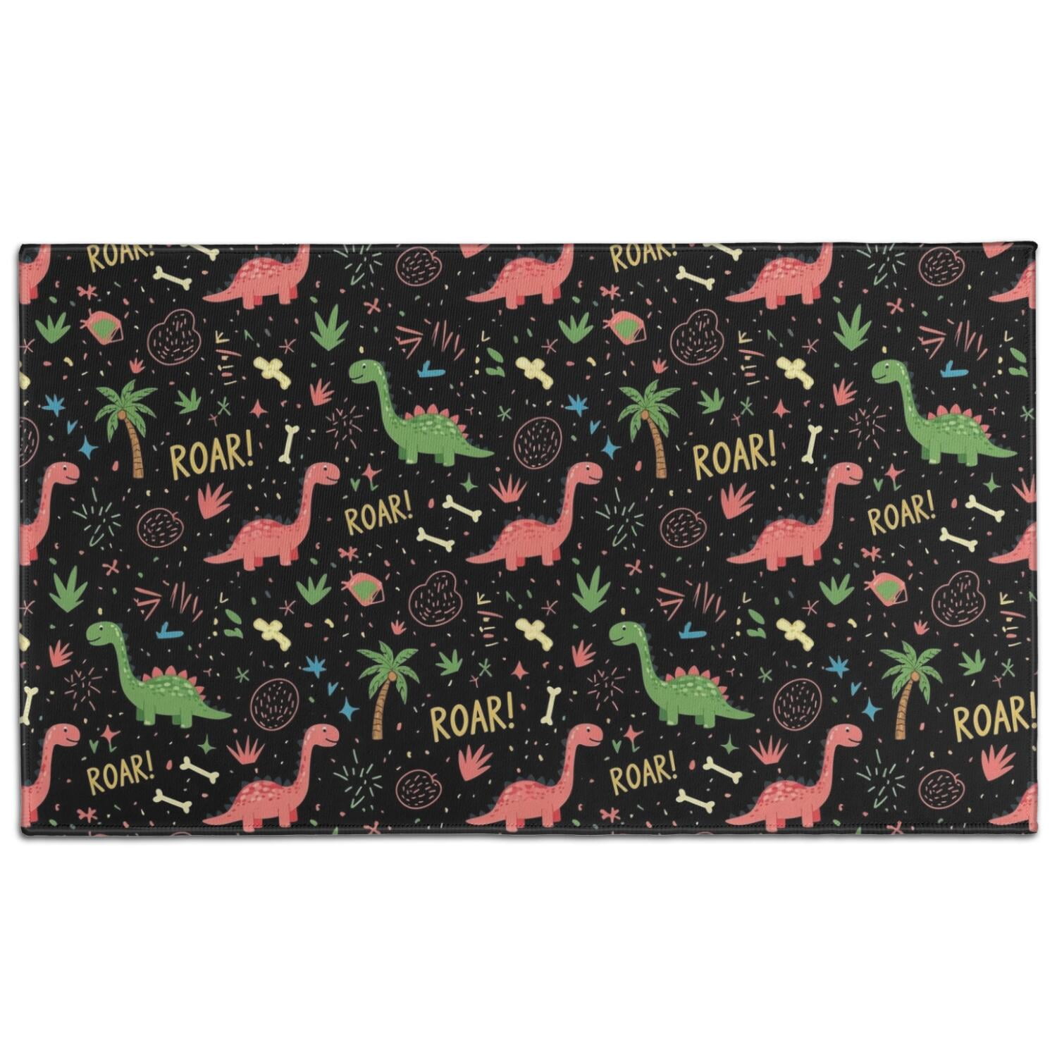 Black Cartoon Dinosaurs Roar Pattern Door Rugs,Washable Non Slip Door ...
