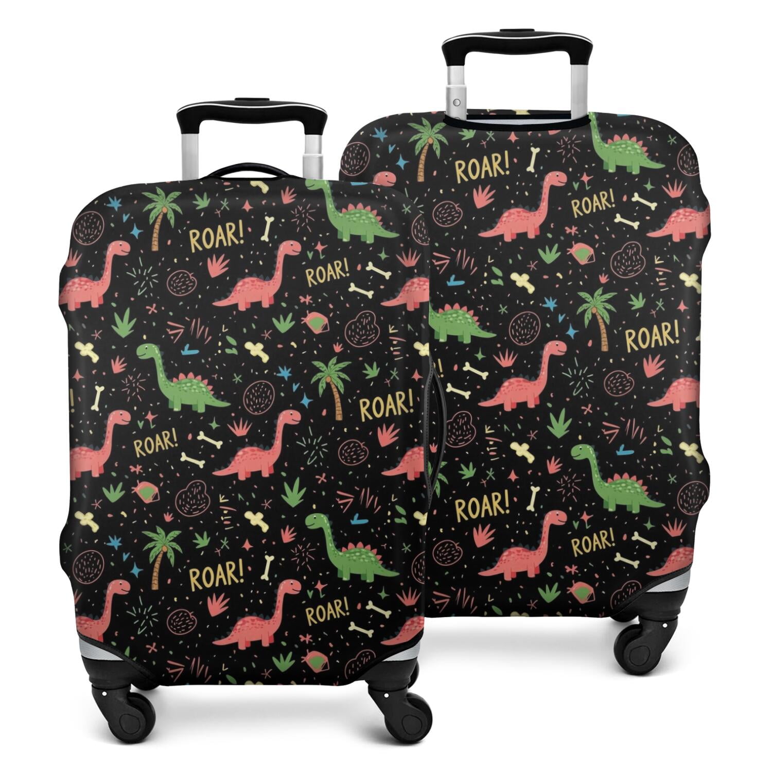 Black Cartoon Dinosaurs Roar Pattern Luggage Cover Fashion Suitcase ...