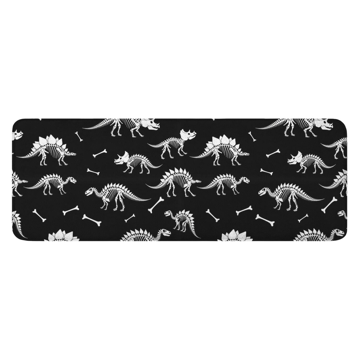 Black Cartoon Dinosaurs Skeletons Bones Pattern Kitchen Rug Mat,Kitchen ...