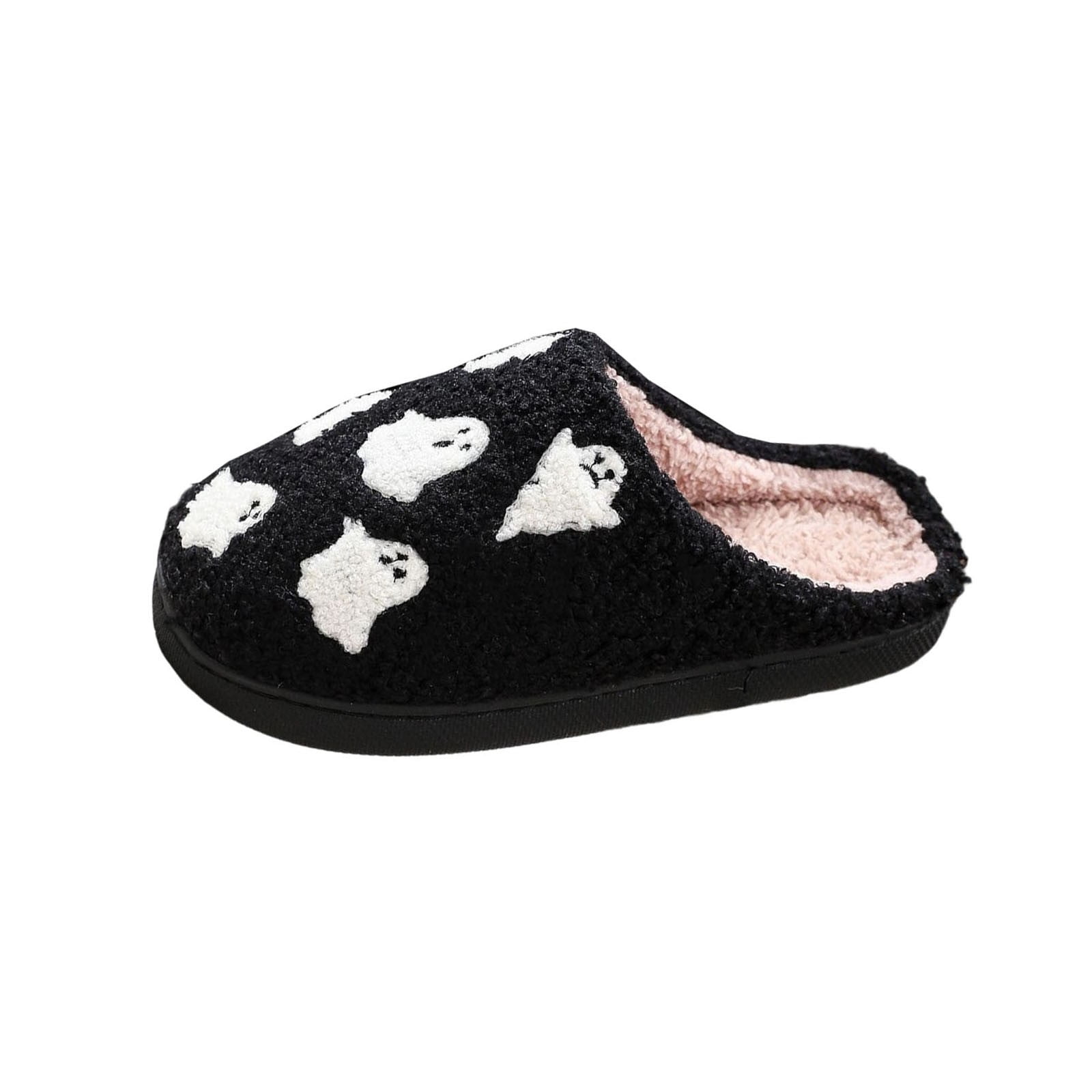 Black Cartoon Ghost Design Slippers For Couples, Soft And Warm, Great ...