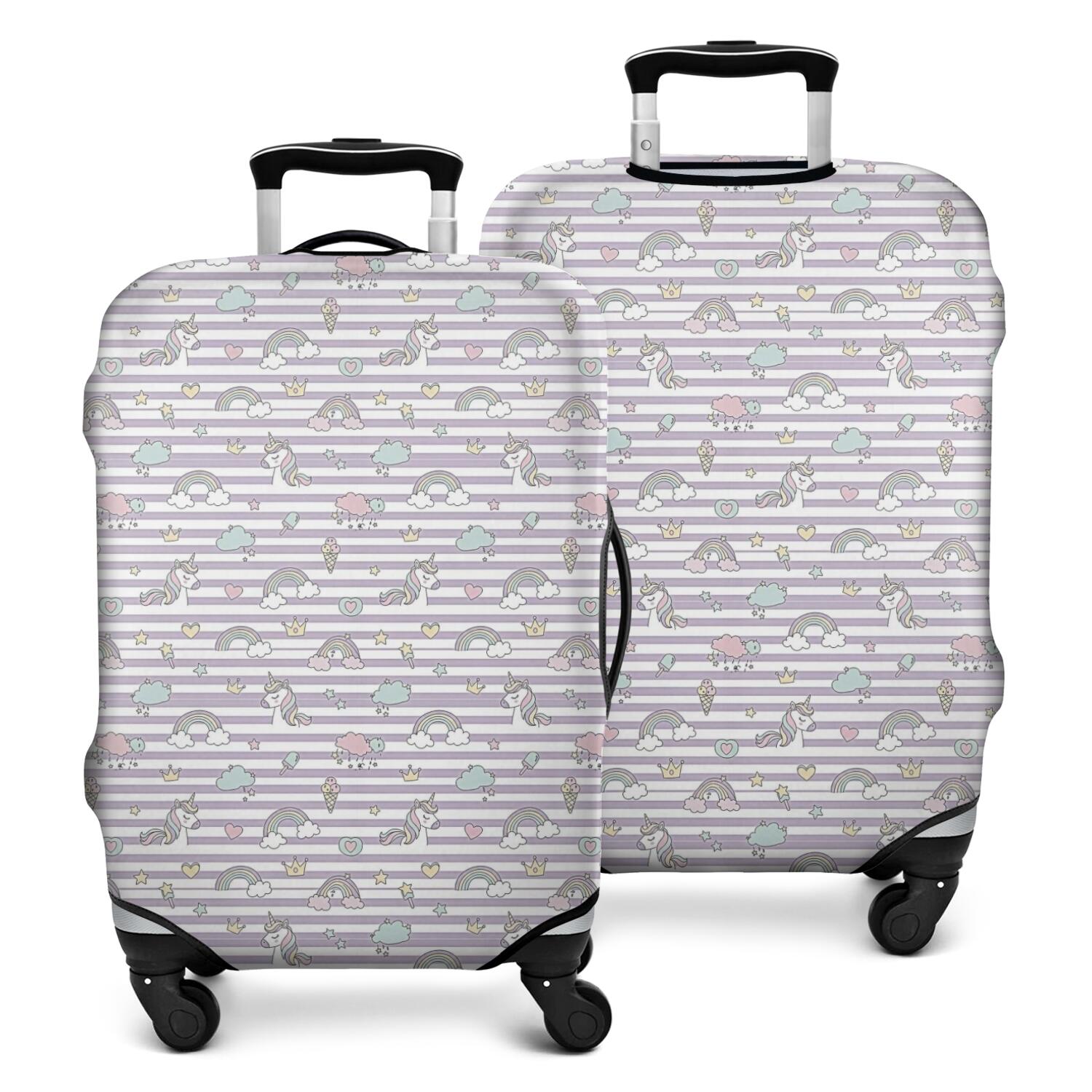 Black Cartoon Unicorn Flower Pattern Luggage Cover Fashion Suitcase ...