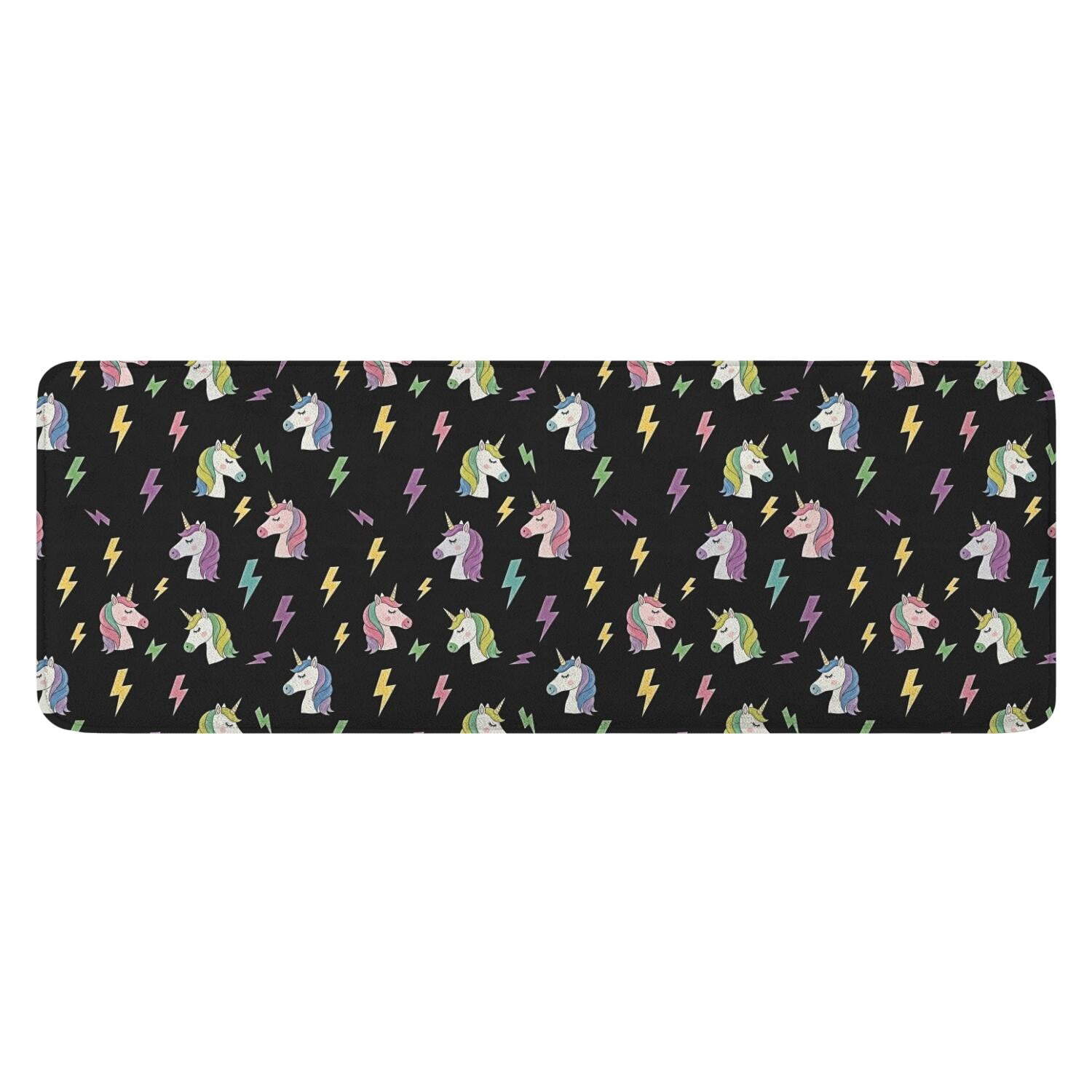 Black Cartoon Unicorn Lightning Pattern Kitchen Rug Mat,Kitchen Runner ...