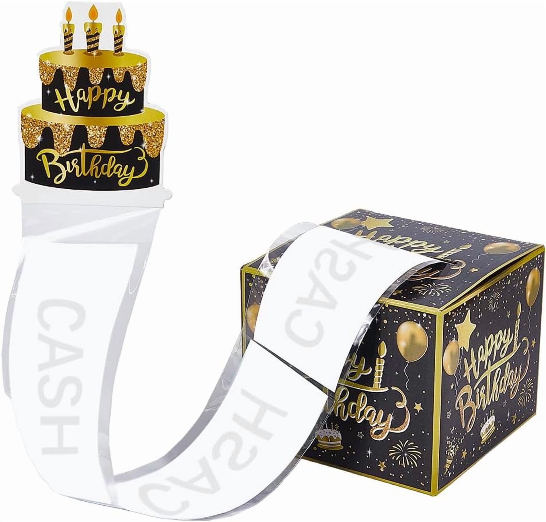 Black Cash Pull Box Happy Birthday Money Gift Box Fun Cash Roll with ...