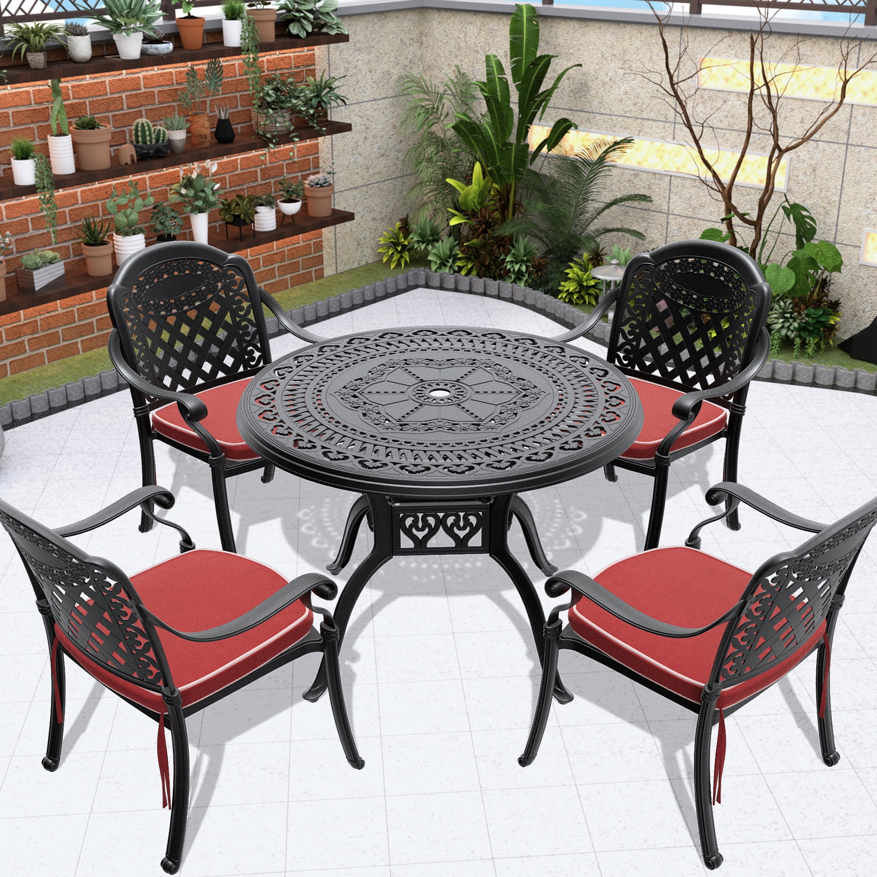 Black Cast Aluminum Patio Furniture With Noise-isolation Cushions (not ...