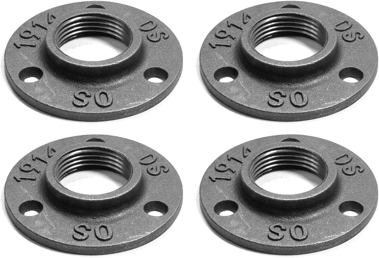 Black Cast Iron Floor Flange 1" Female Thread, 4 Pack Industrial Pipe ...