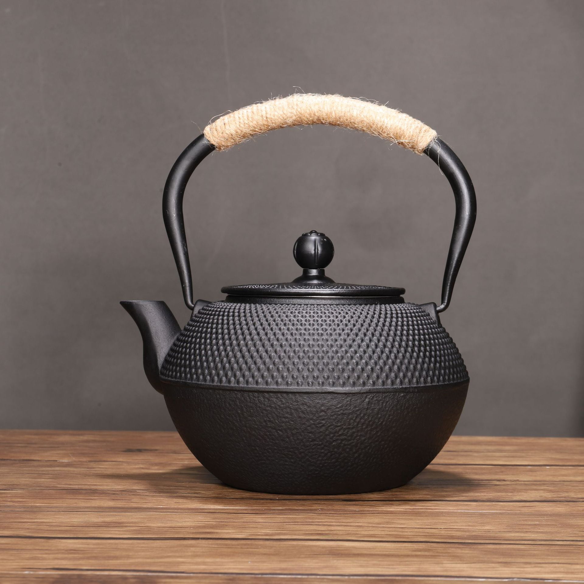 Black Cast Iron Kettle Japanese-Style Loop-Handled Teapot Household ...