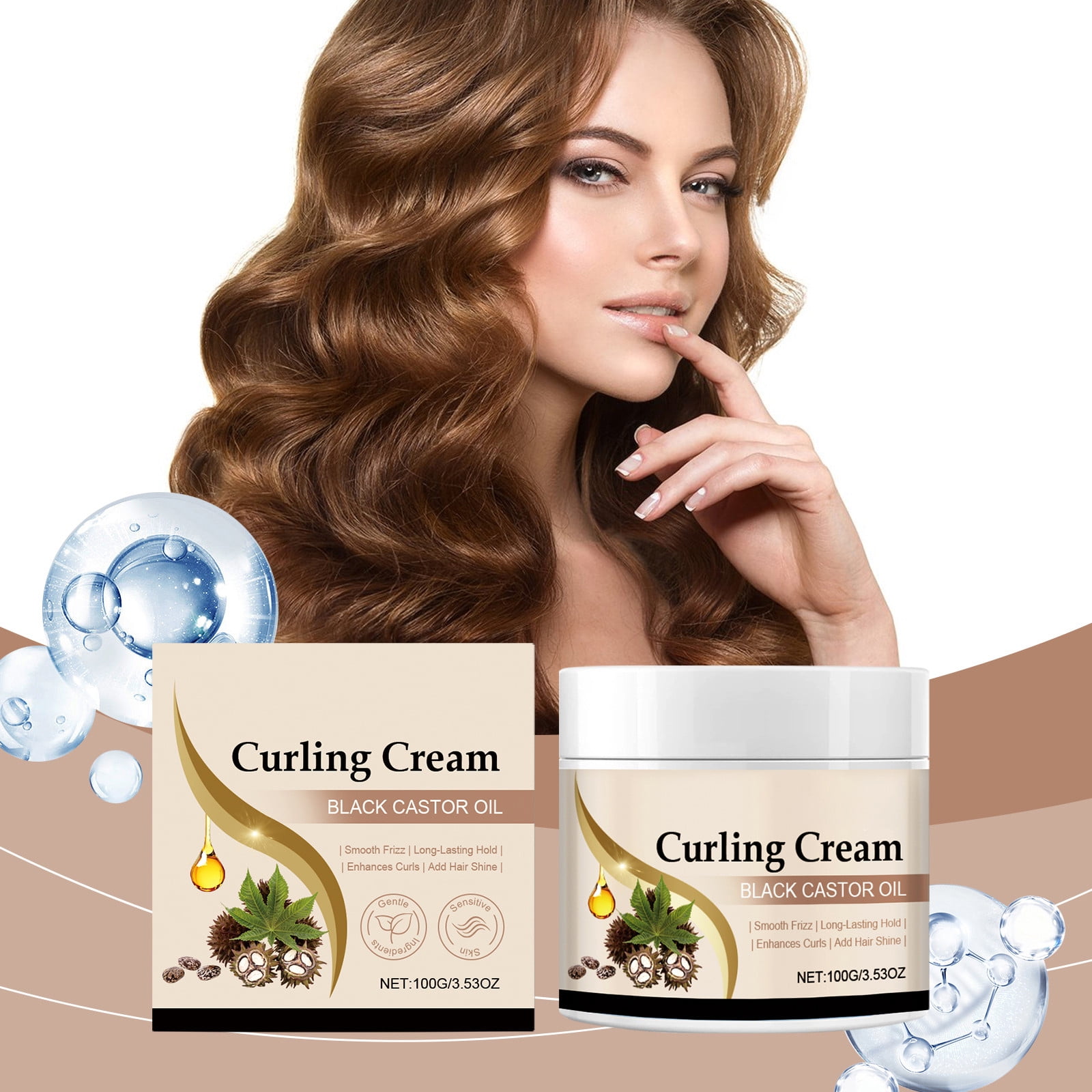 Black Castor Oil Curling Cream Hair Curl Defining Cream For Curly Hair ...