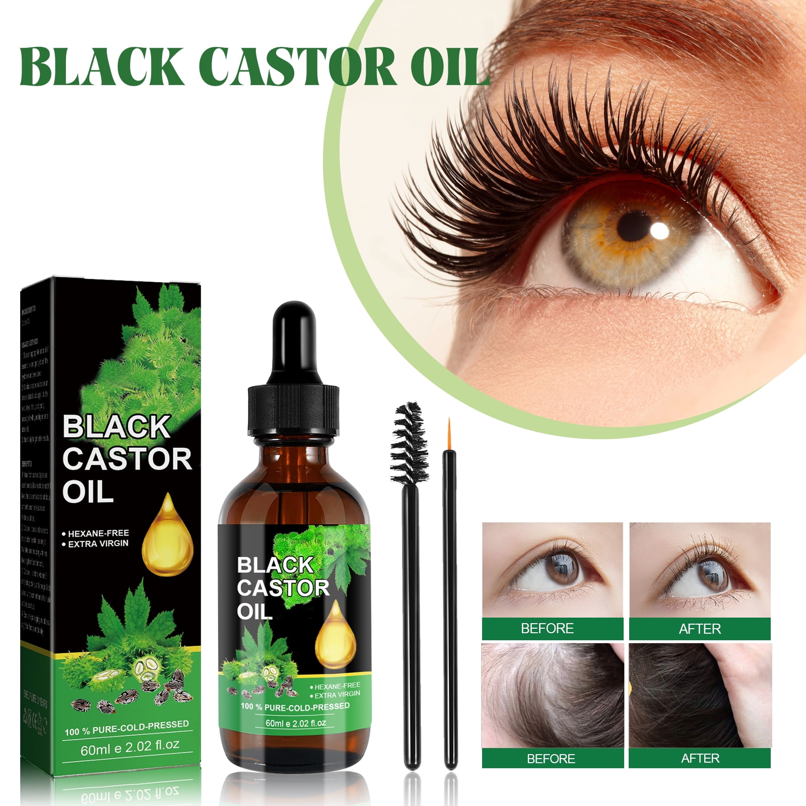Black Castor Oil, Moisturize Hair Roots Strengthens Hair Eyebrows ...