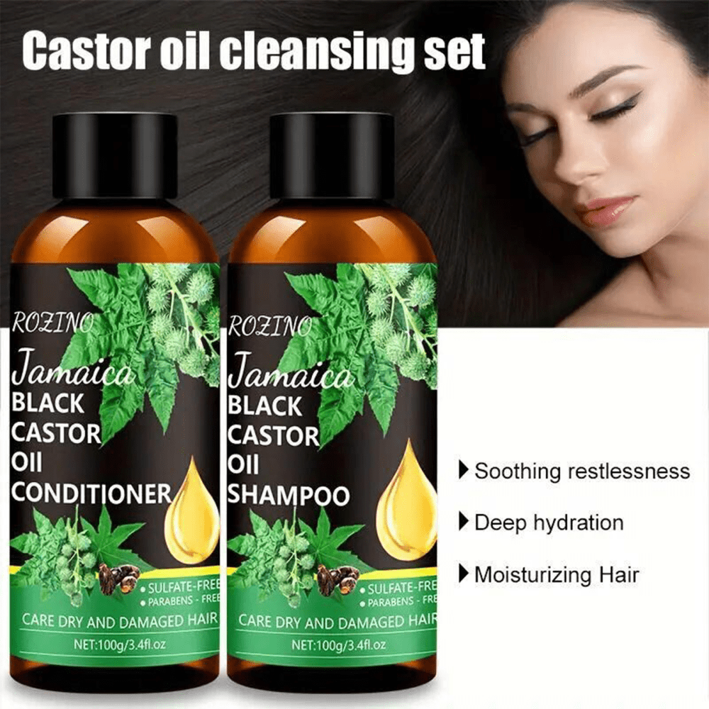Black Castor Oil Shampoo+Conditioner Set, Nourishes and Hydrates Hair ...