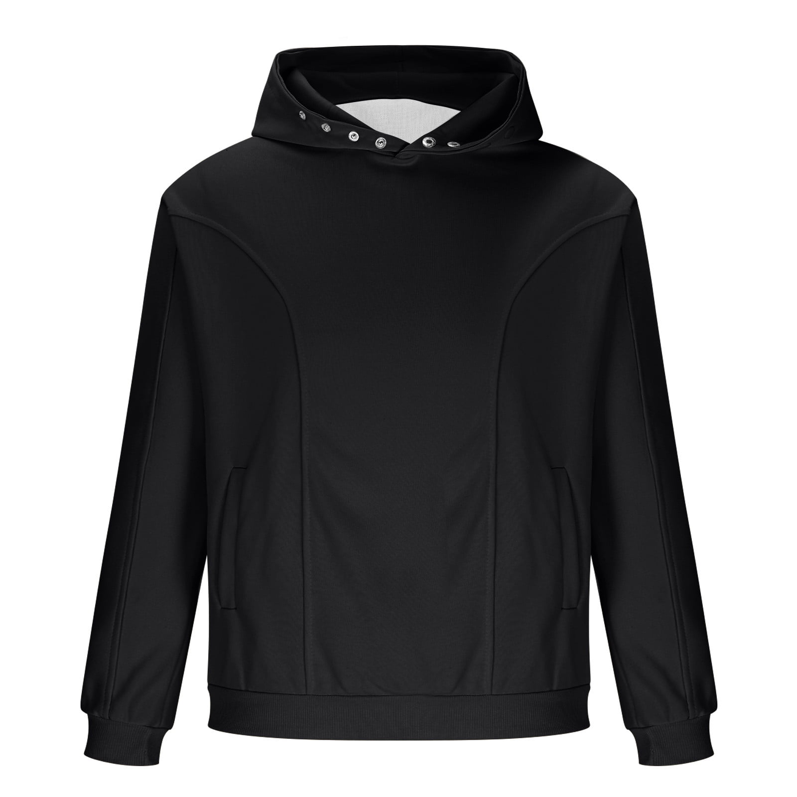 Black Casual Outfits for Man Fall Winter Long Sleeve with Hood Basic ...