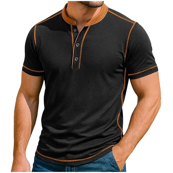 Black Casual Tshirts for Man Fall Summer Short Sleeve Boat Neck Plain ...