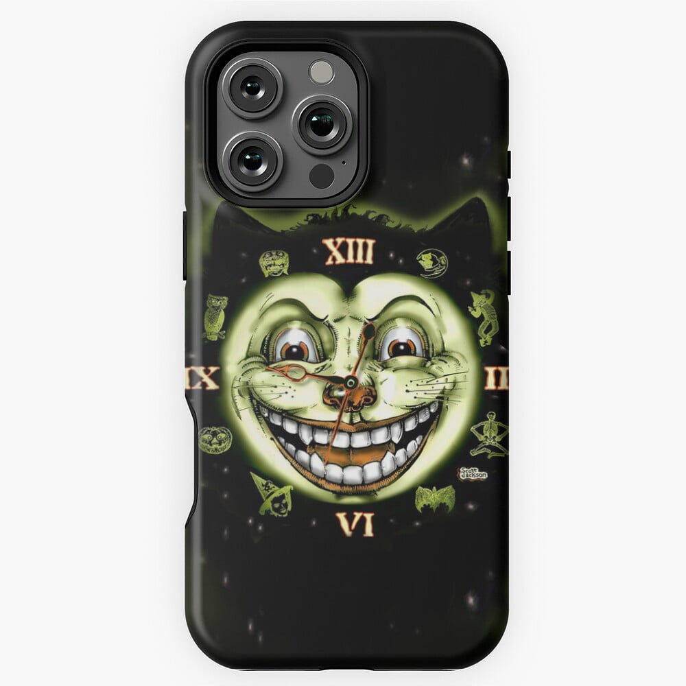 Black Cat 13 Halloween Clock Phone Case for iPhone 16 15 14 13 12 11 ...