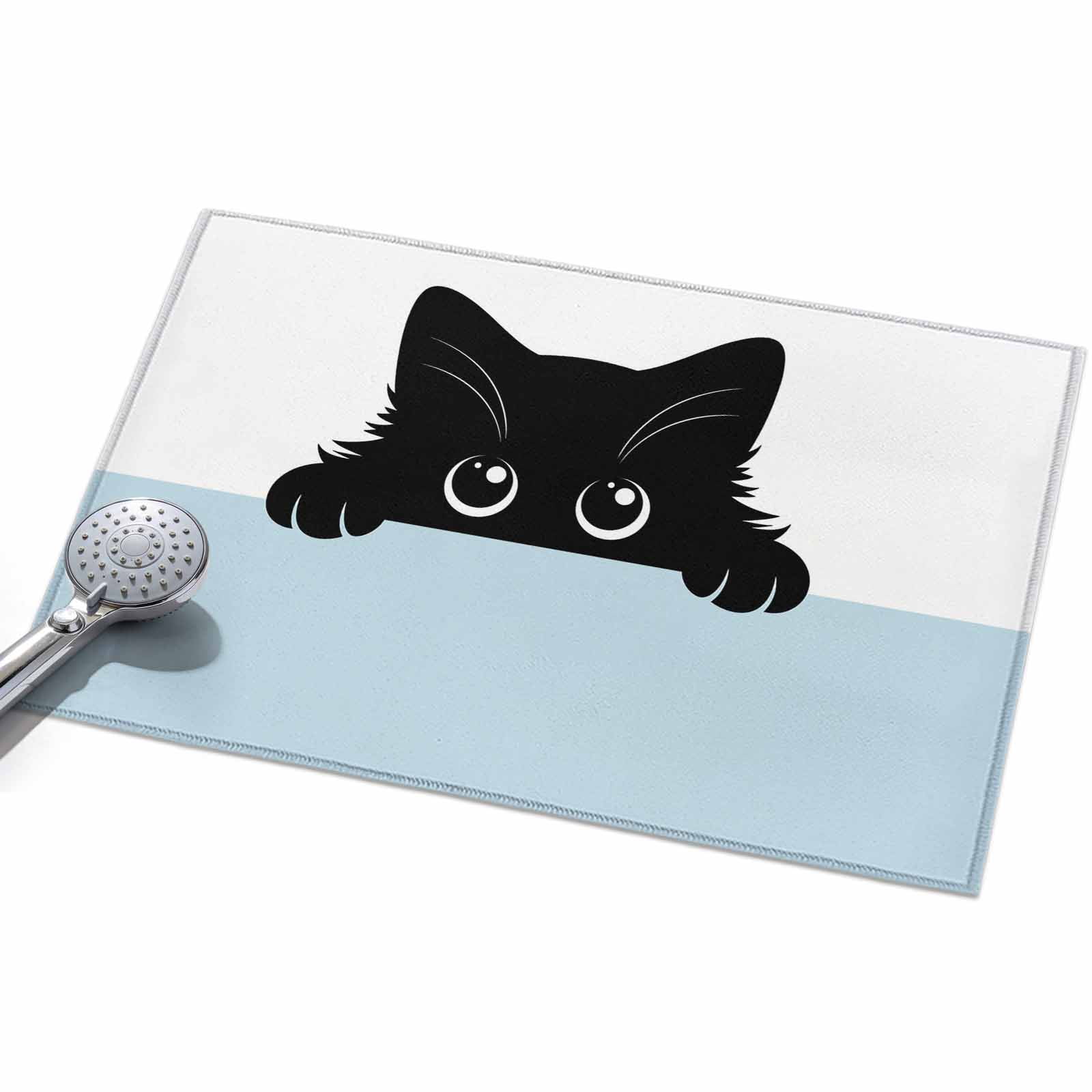 Black Cat 2x3ft Non Slip Area Rug Cute Cat Cartoon Animal with Big Eye ...