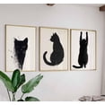 Black Cat Abstract Trio Minimalist Black White Modern Animal Art ...