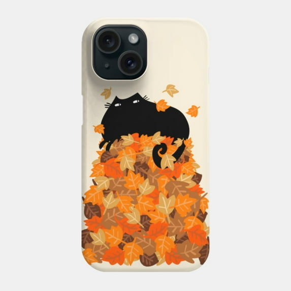 Black Cat And Autumn Leaves Pile Fall Art Compatible Phone Case for ...