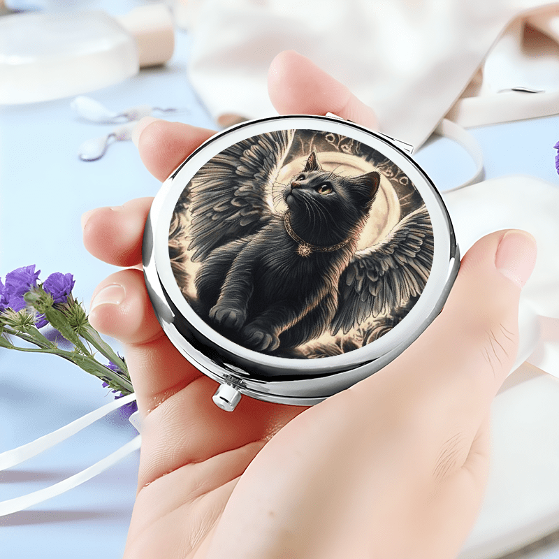 Black Cat Angel Wing Portable Folding Travel Mirror, 6-inch Foldable ...