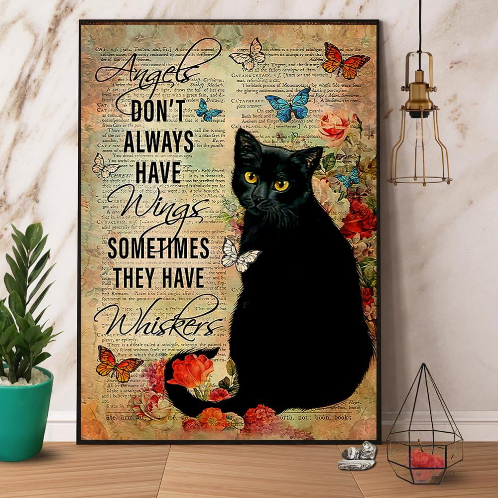 Black Cat Angels Don'T Always Have Wings They Have Whiskers Paper Poster No Frame Matte Wall Art ...