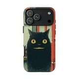 Black Cat Anime Winter Cozy Cute Illustration Case with iPhone 17 to 11 ...