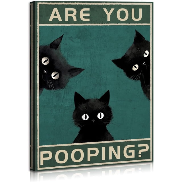 Black Cat Are You Pooping Funny Wall Art Cute Cat Poster Wall Art for ...