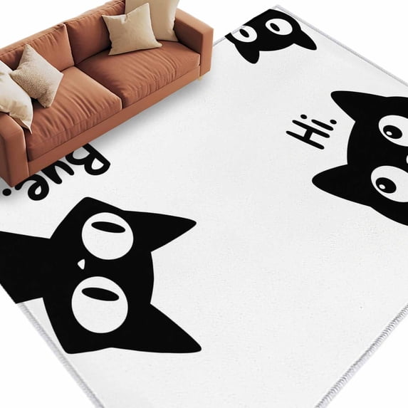 Black Cat Area Rug 5x8 Washable Rug Non Slip Cute Funny Cats Cartoon ...