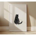 Black Cat Art Poster Minimalist Light Background Drawing Wall Home ...