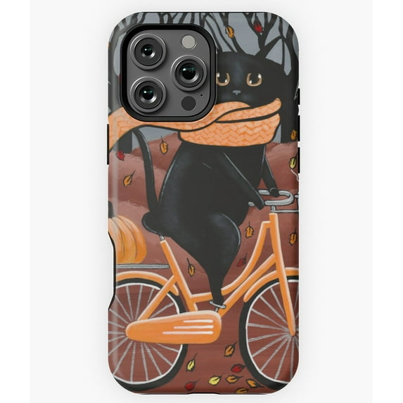 Black Cat Autumn Bicycle Ride M16037 Phone case for iPhone 11 to 16 Pro ...