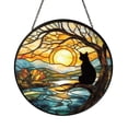 Black Cat Autumn Tree Stained Glass Suncatcher – Sunset Nature Window ...