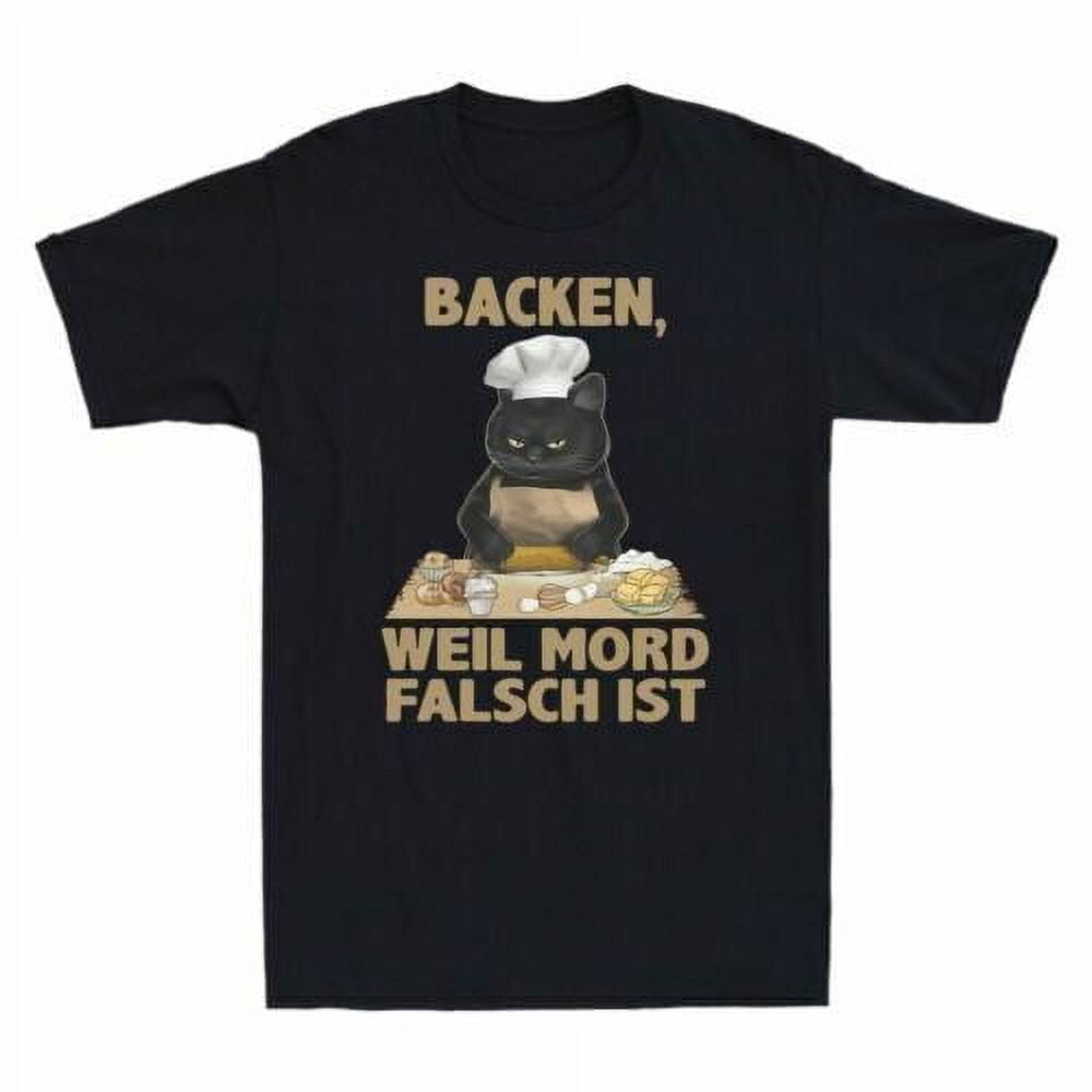 Black Cat Backen Weil Mord Falsch Ist Chef Funny Cat Men's Short Sleeve ...