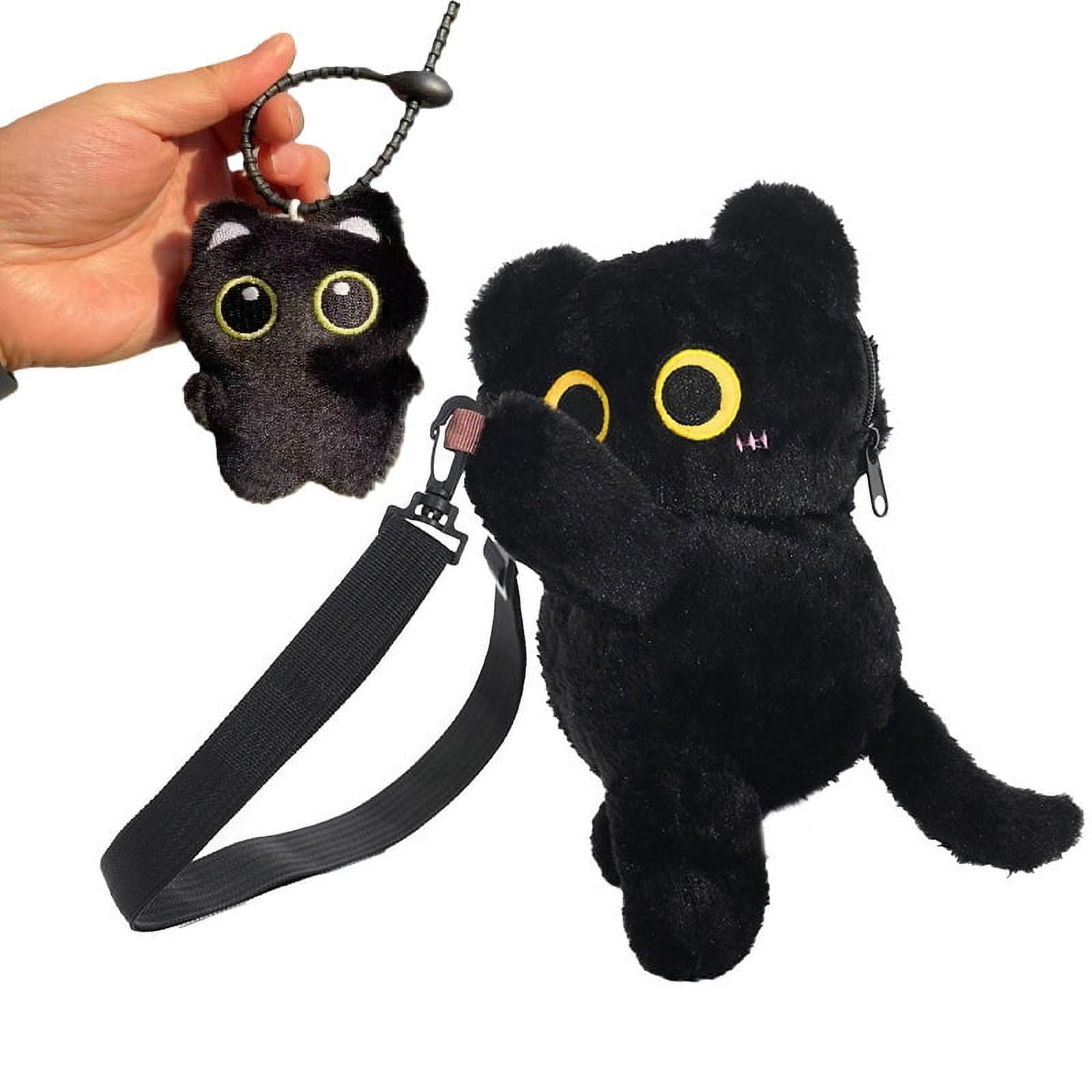 Black Cat Backpacks Big Eyes Kitten Doll Plush Kawaii Stuffed Animals ...