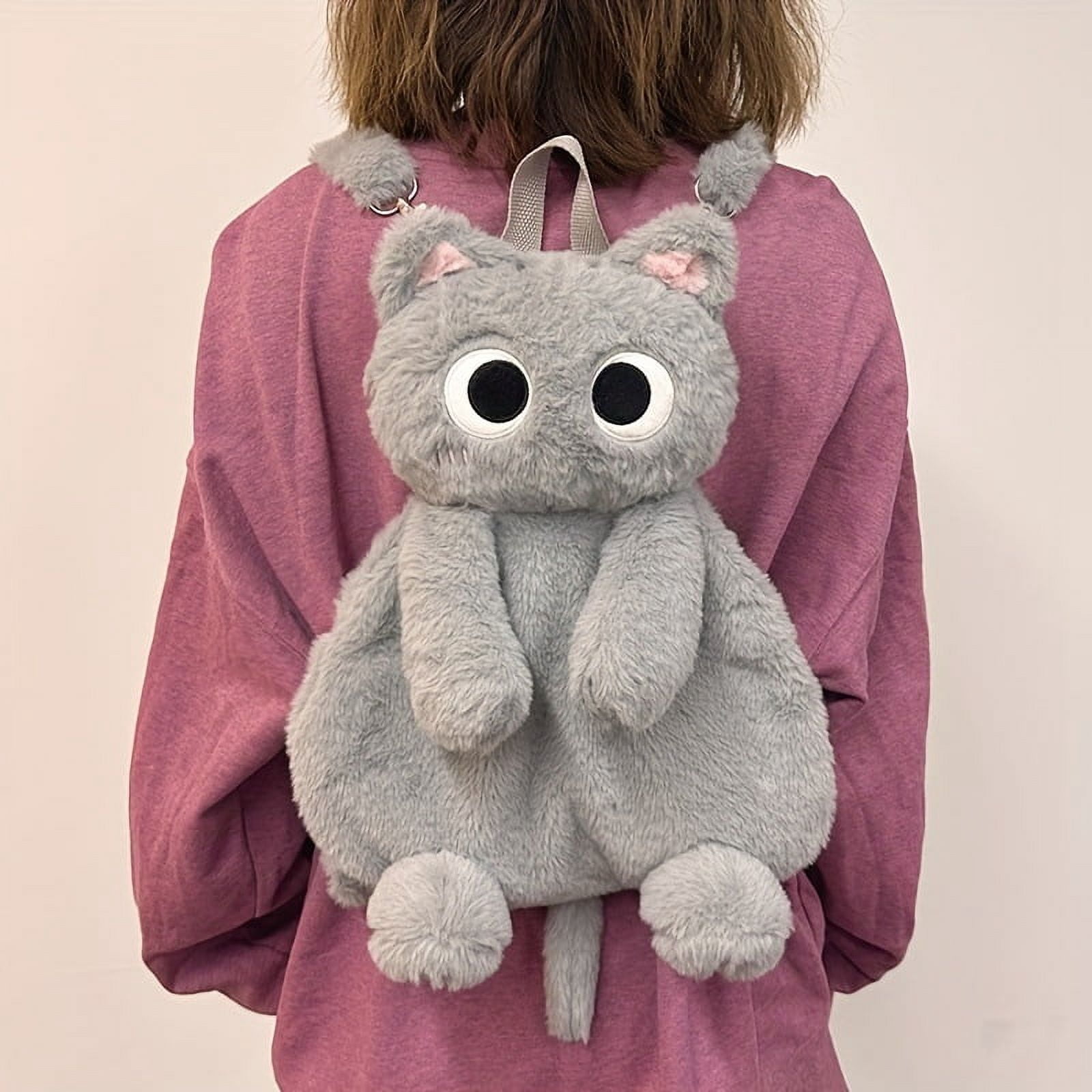 Black Cat Backpacks Big Eyes Kitten Doll Plush Kawaii Stuffed Animals ...