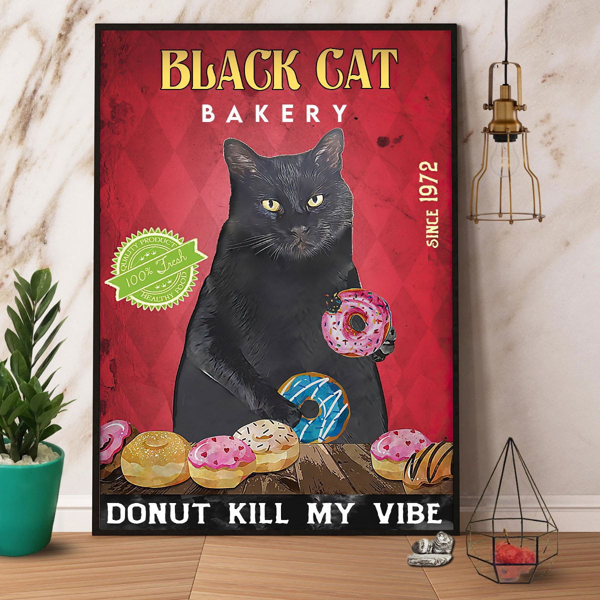 Black Cat Bakery Donut Kill My Vibe Paper Poster No Frame Matte Wall ...